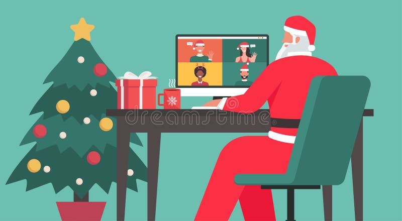 Santa Sitting Computer Desk Stock Illustrations – 91 Santa Sitting ...