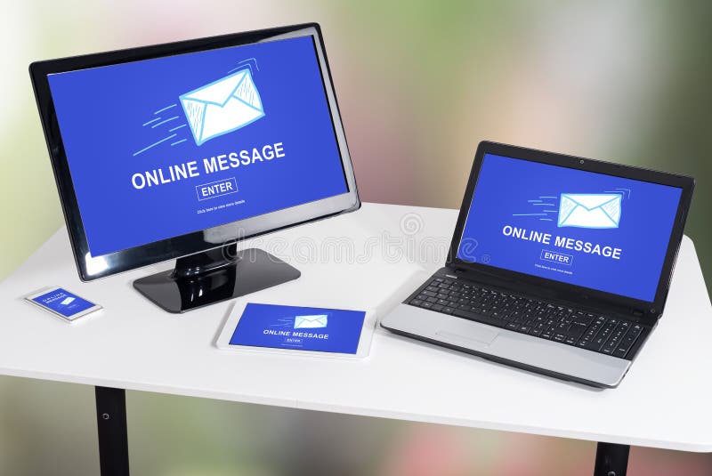 Online Message Concept on Different Devices Stock Image - Image of ...