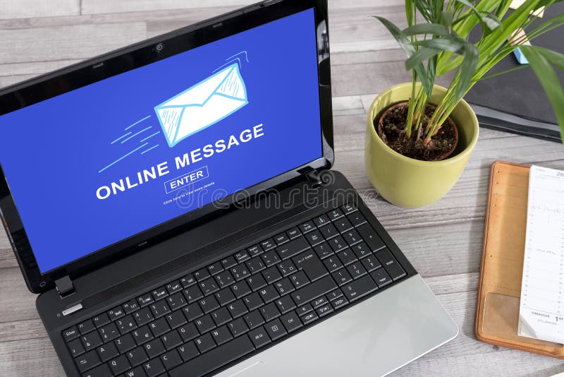 Online Message Concept on a Laptop Stock Image - Image of concept ...