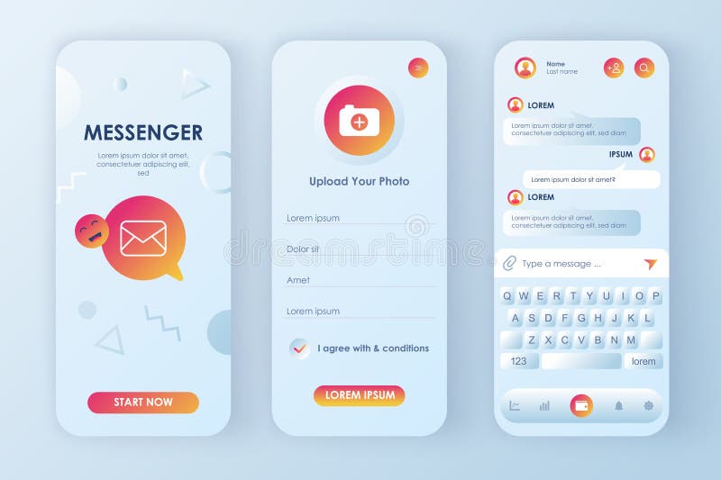 Online Messenger Unique Neomorphic Design Kit Stock Vector ...