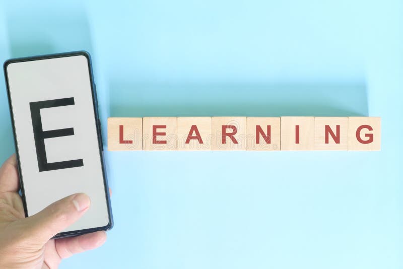 Online or Mobile Learning or E-learning and Education Concept. Hand ...
