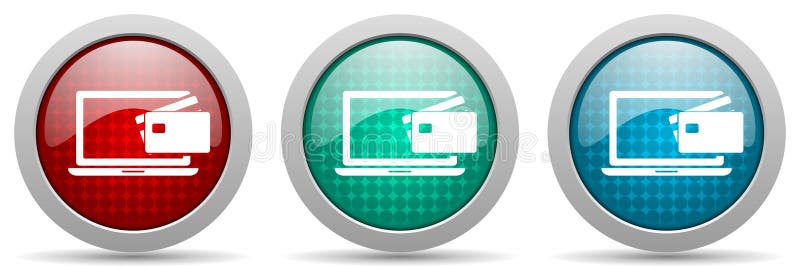 Online, Mobile Payment Vector Icon Set, Glossy Web Buttons Collection ...