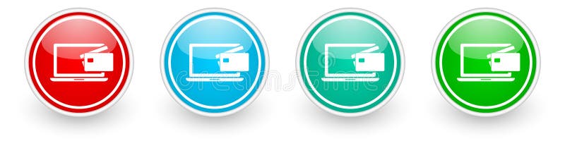 Online, Mobile Payment Vector Icons, Colorful Glossy Buttons on White ...