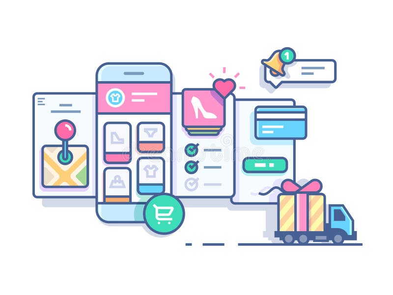 Online mobile shop stock vector. Illustration of market - 68990996