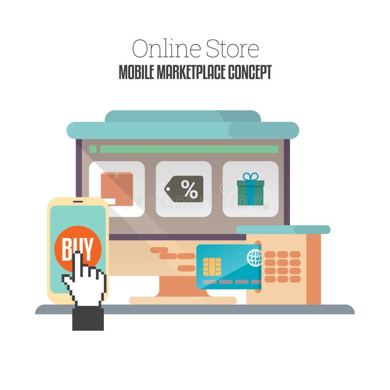 Online Mobile Store stock vector. Illustration of internet - 59677283