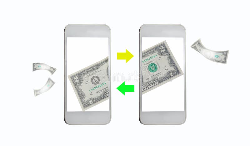 Front View of Money Transfer App in a Mobile Phone Screen Over a Black ...