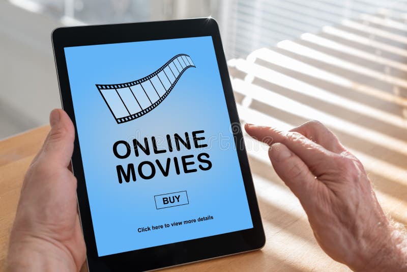 Online Movie Concept on a Tablet Stock Image - Image of download, media ...