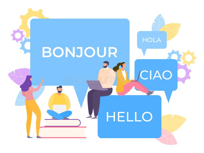 Online Multi Language Translator Vector Illustration. Application Simplifies Learning Speech ...