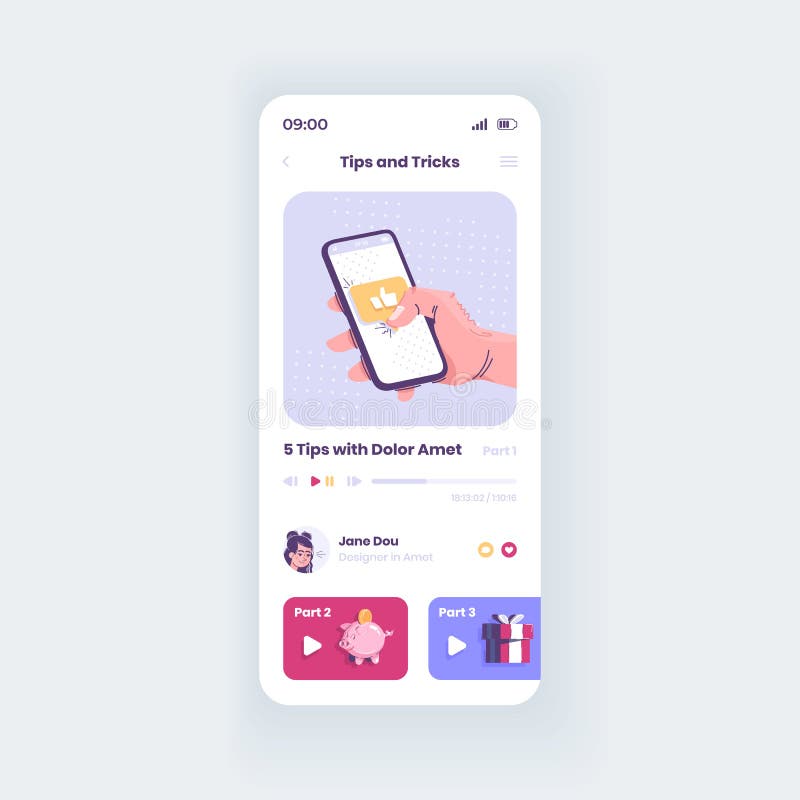 Online Multimedia Player Smartphone Interface Vector Template Stock ...