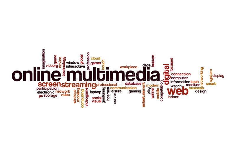 Online Multimedia Word Cloud Concept Stock Illustration - Illustration ...