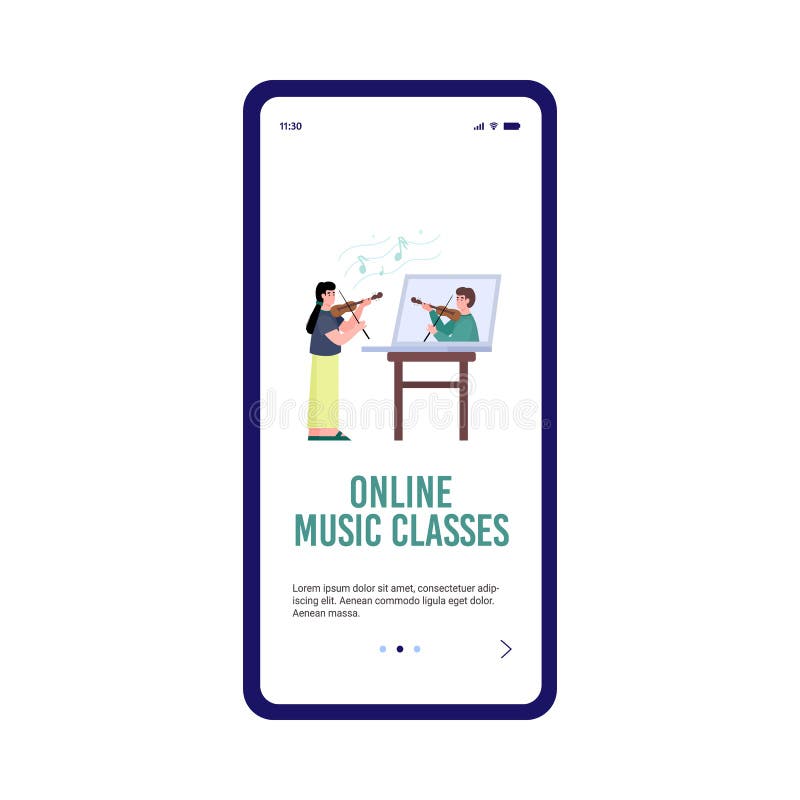 Online Music Classes Onboarding Screen, Flat Cartoon Vector ...