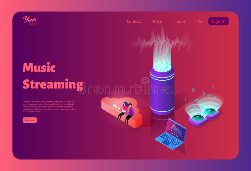 Online Music Streaming from the Cloud. Template for Website Design ...