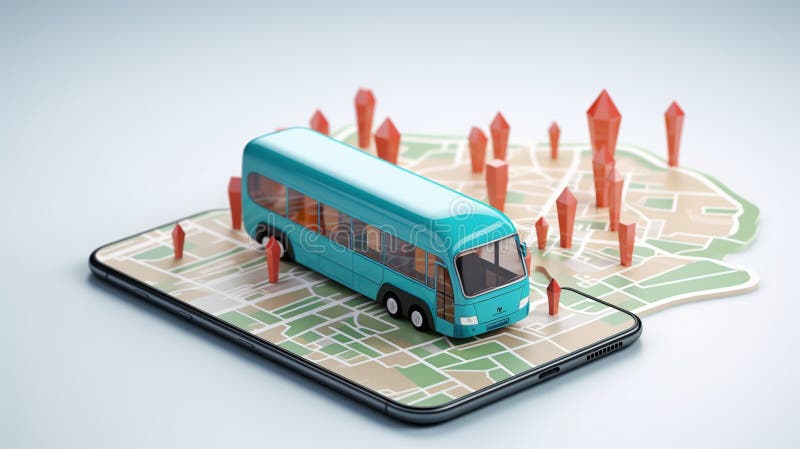 Online Navigation Map on Smartphone Transport Bus Concept.AI ...