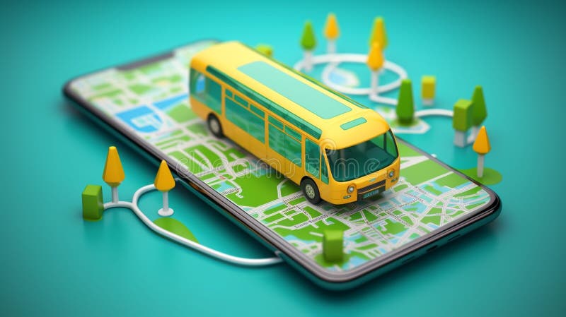 Online Navigation Map on Smartphone Transport Bus Concept.AI ...