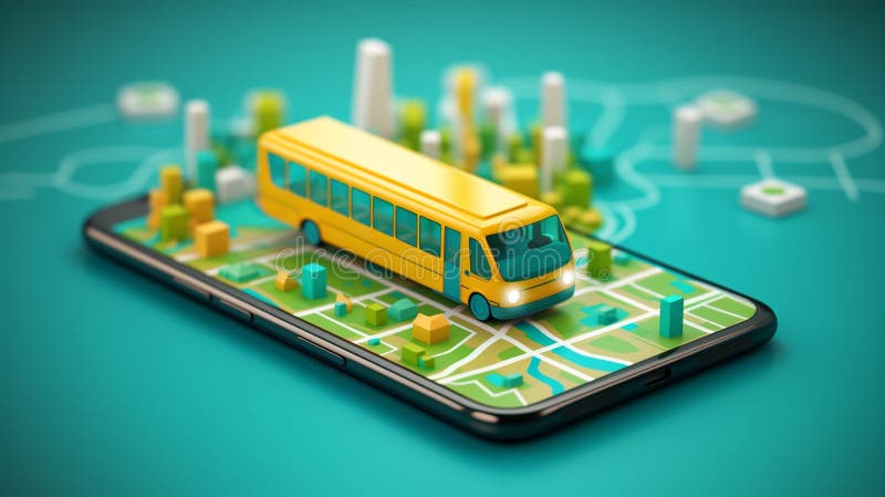 Online Navigation Map on Smartphone Transport Bus Concept.AI ...