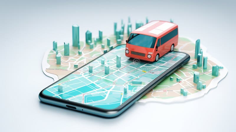 Online Navigation Map on Smartphone Transport Bus Concept.AI ...