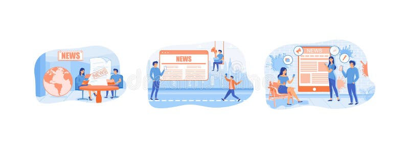 Online News. Online News Mobile App. Online Reading News Stock Vector ...