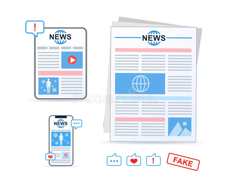 Online News, Newspaper, News Website. News Article. Vector Icons. Stock ...
