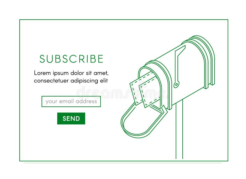 Online Newsletter Template. Email Subscribe Form, Submit Button and ...