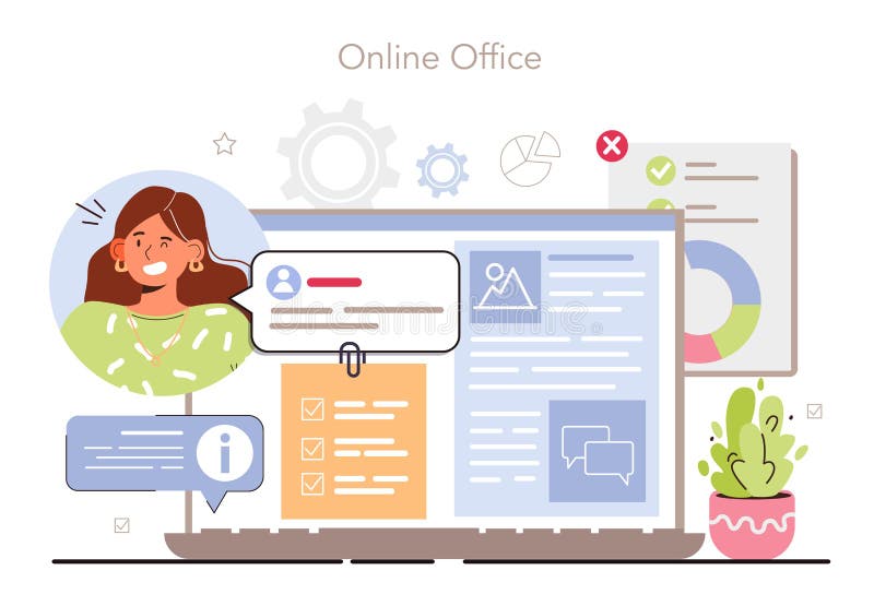 Online Office Online Service or Platform. Modern Virtual Office Stock ...