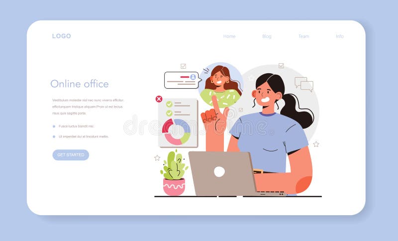 Online Office Web Banner or Landing Page. Modern Virtual Office Stock ...