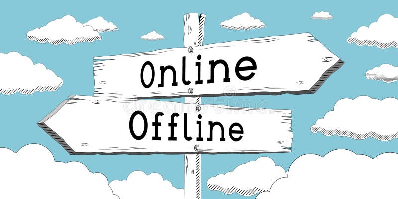 Online, Offline - Outline Signpost with Two Arrows Stock Illustration ...
