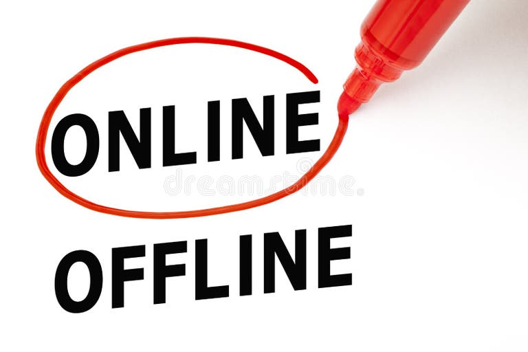 Online or Offline with Red Marker Stock Image - Image of answer ...