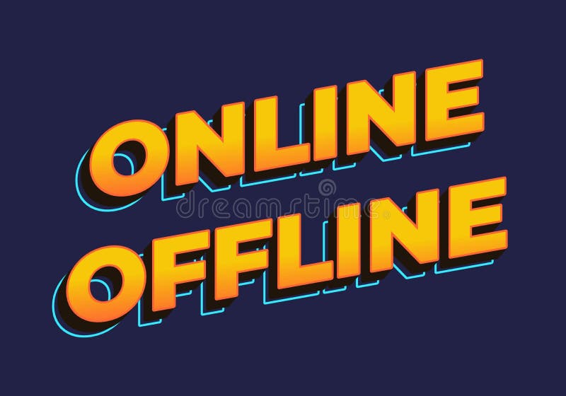 Online Offline. Text Effect in 3D Look. Yellow Color Stock Vector ...