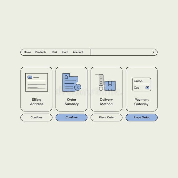 Online Order Checkout Process Steps Billing Address Order Summary ...