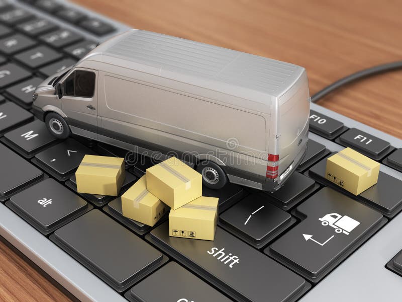 Online Order Concept. Cardboard Package Box Stock Illustration ...