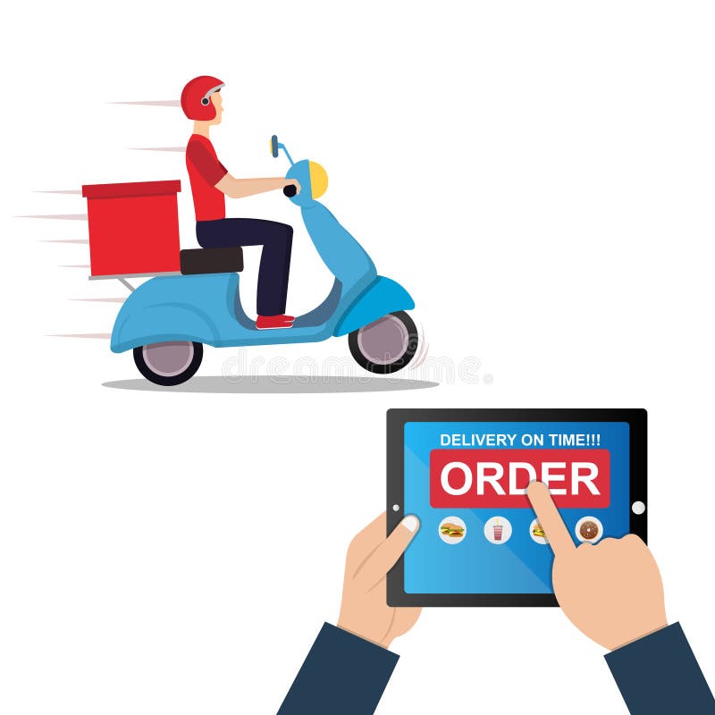 Online Order and Deliver Vector Illustration Stock Vector ...