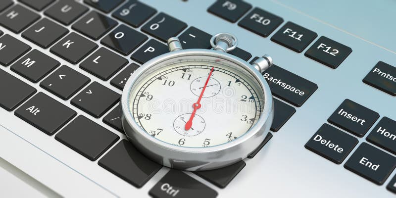 Stopwatch, Timer, on Computer, Laptop Keyboard. 3d Illustration Stock ...