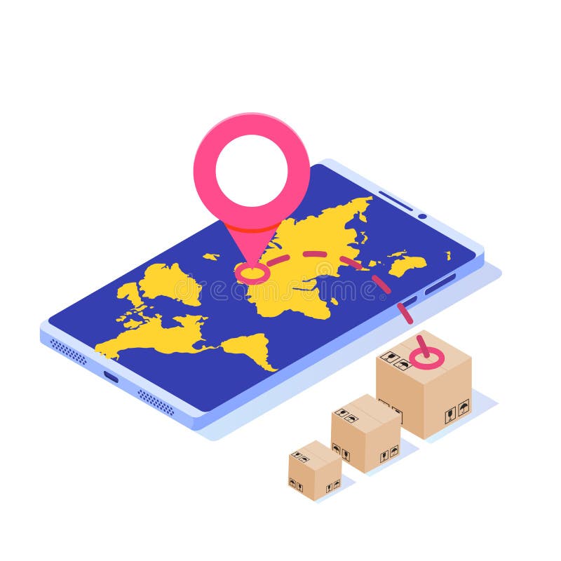 Online Order Tracking, Delivery Isometric Concept. Can Use for Landing ...