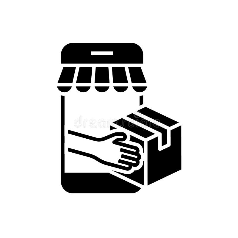 Online Package Delivery Black Icon on White Background Stock Vector ...