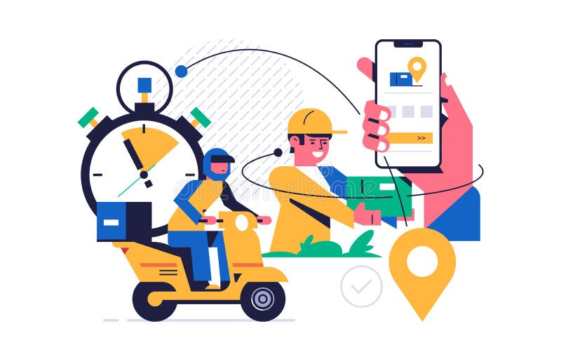 Online Parcel Delivery Service Concept. Mobile App Concept Stock Vector ...