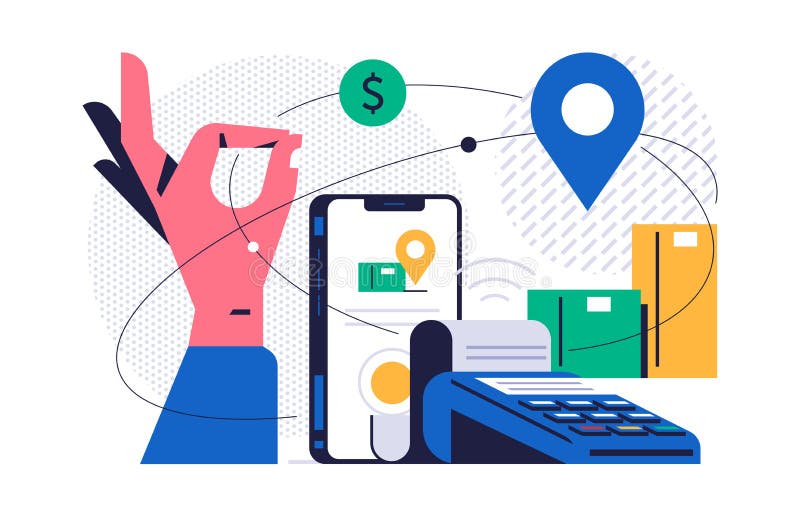 Online Parcel Delivery Service Concept. Mobile App Concept. Phone with ...