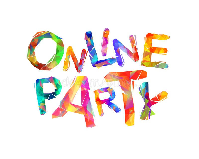 Online Party. Words of Colorful Triangular Letters Stock Vector ...