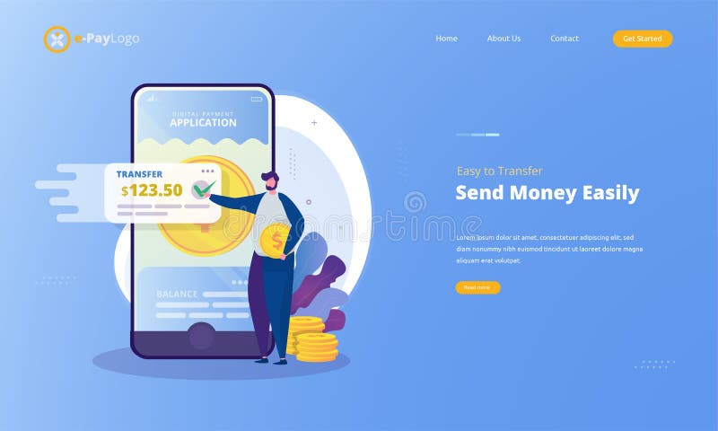 Send Money Easily Using Digital Payment Apps on Illustration Landing ...