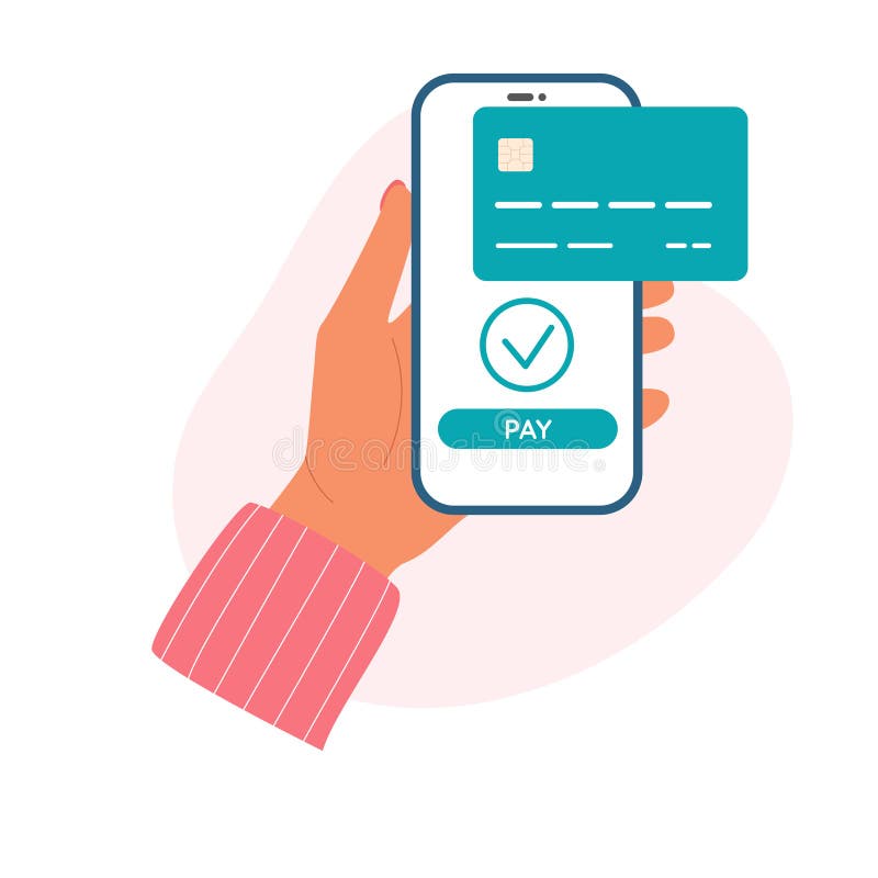 Online Payment by Card Using Phone. Mobile Payment Stock Vector ...
