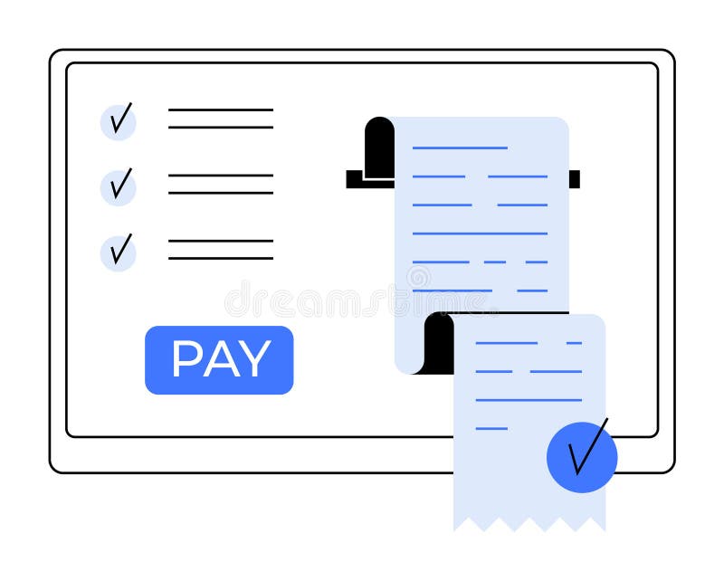 Online Payment Confirmation with Checkmarks and Receipts on Screen ...