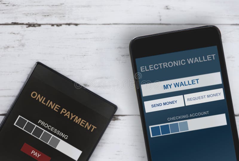 Online Payment and Electronic Wallet Application on Smartphone Screen ...