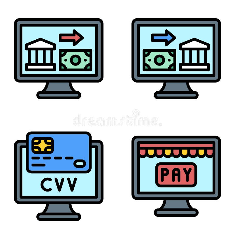 Online Payment Icon Set Payment Related Vector Stock Vector ...