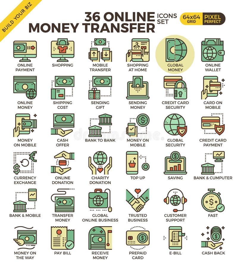 Online payment icons stock vector. Illustration of bank - 76591350
