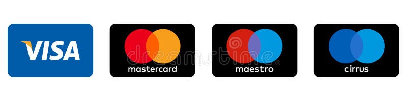 Online Payment Methods Button Set, Brand Logo :Visa, Mastercard ...