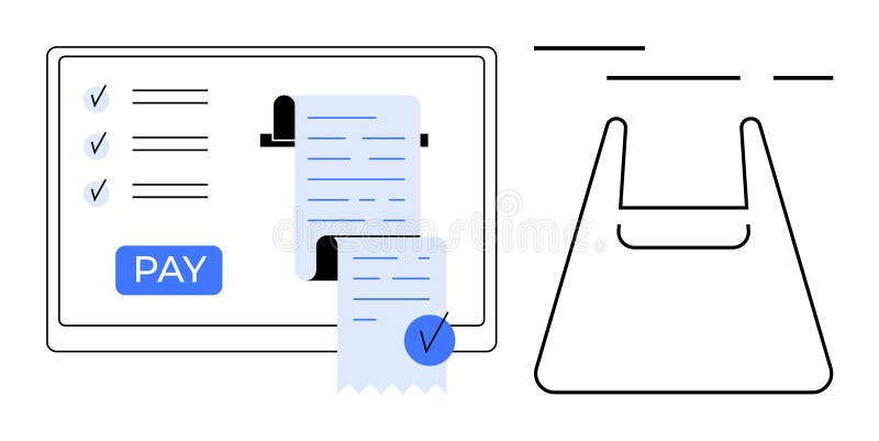 Online Payment Process with Receipt and Shopping Bag Concept Stock ...