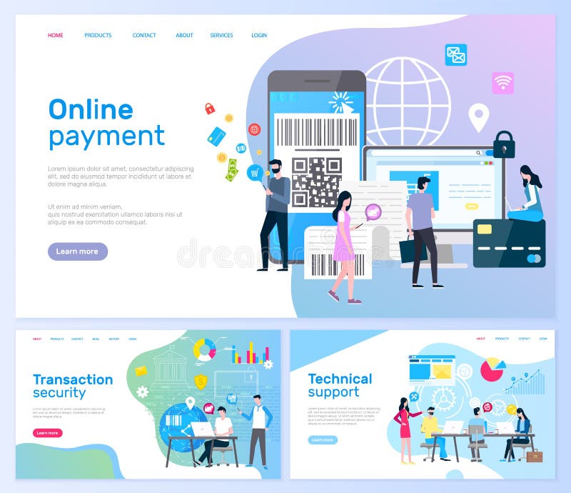 Online Payment and Transaction Security Pages Stock Vector ...