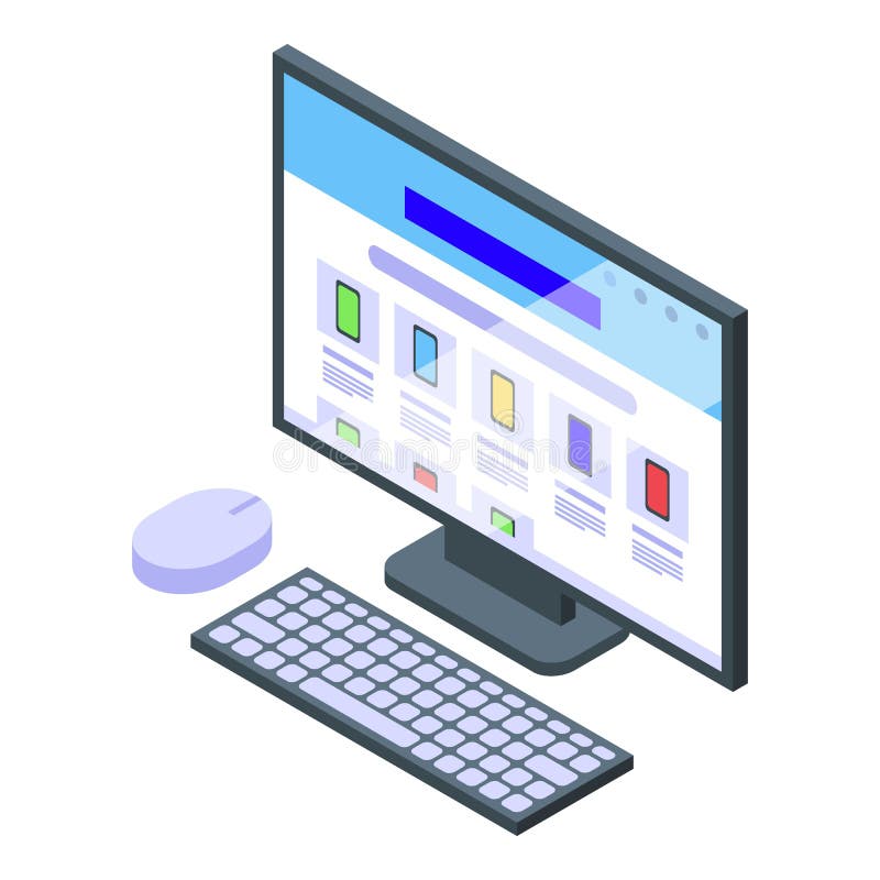 Online Pc Shop Icon Isometric Vector. Home Mobile Stock Vector ...