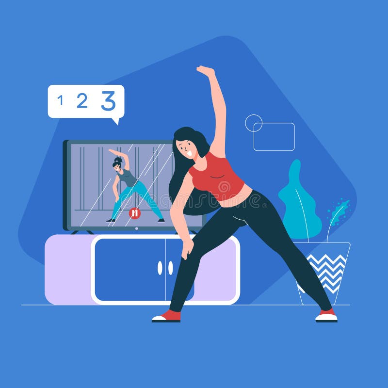 Online Personal Trainer Vector Illustration Stock Illustration ...
