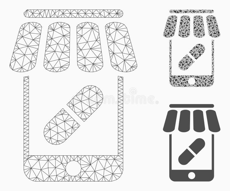 Online Pharmacy Vector Mesh Carcass Model and Triangle Mosaic Icon ...