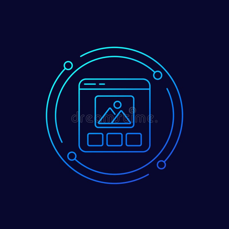 Online Photo Gallery Icon, Linear Design Stock Vector - Illustration of ...